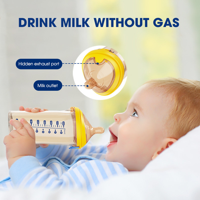 Medium Slow Flow Milk Flip Cap Baby Bottle Triangle Anti Colic Wide ...